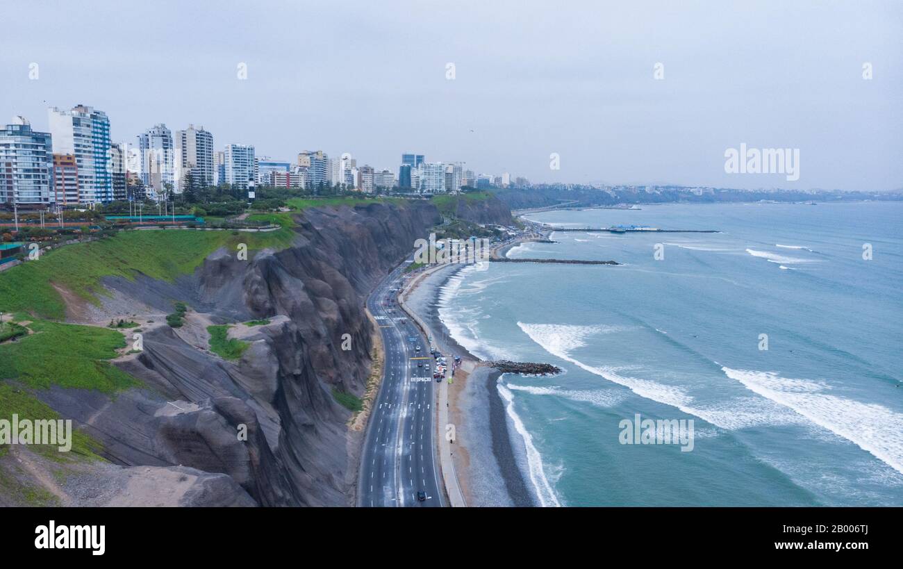 Aerial view of Lima coast Peru South AmericaPeru South America Stock ...