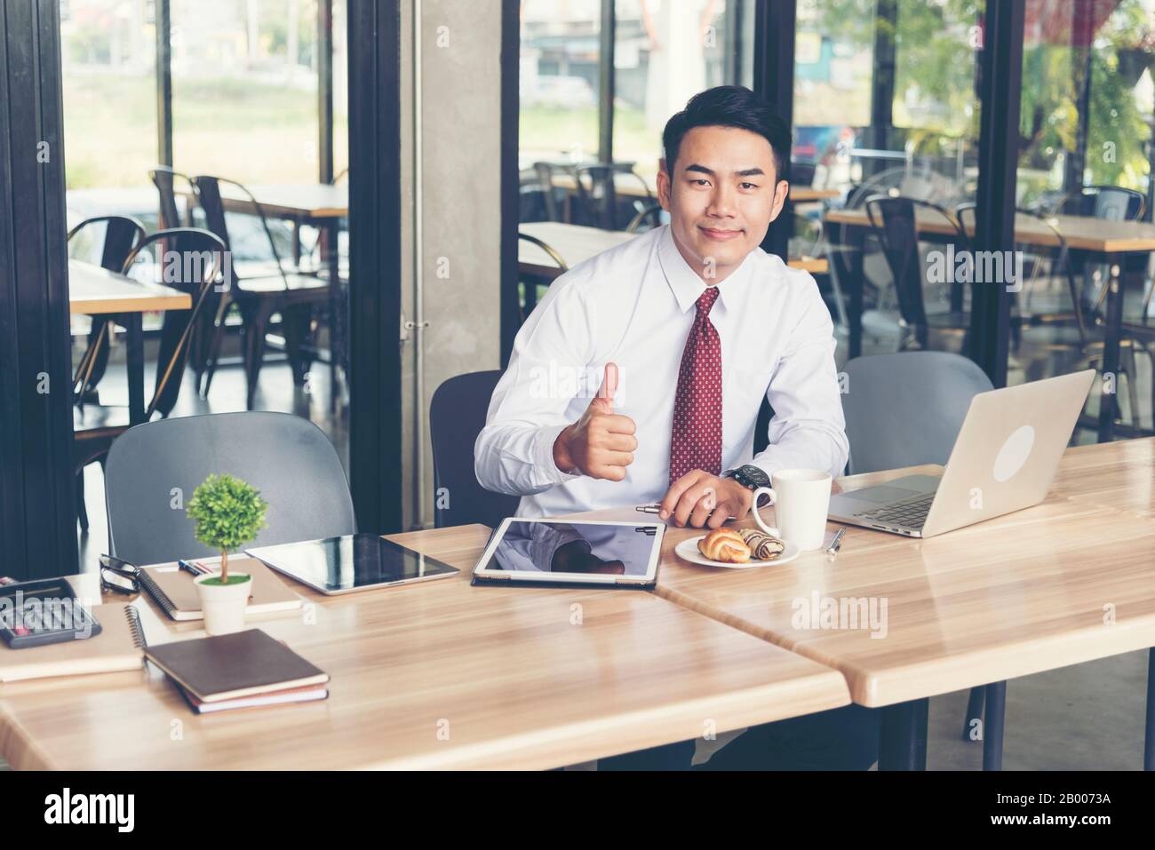 Smart and Handsome Engineer Work at the Coffee Shop Stock Photo - Alamy