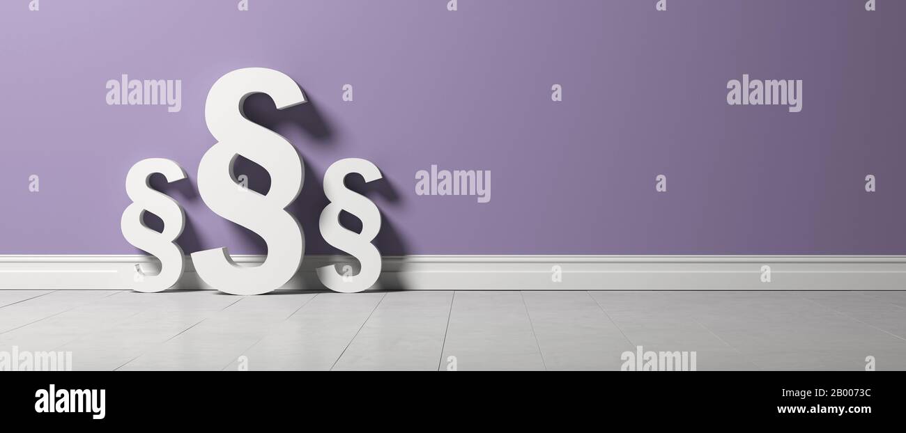 three paragraph symbols standing in front of a blue wall Stock Photo ...