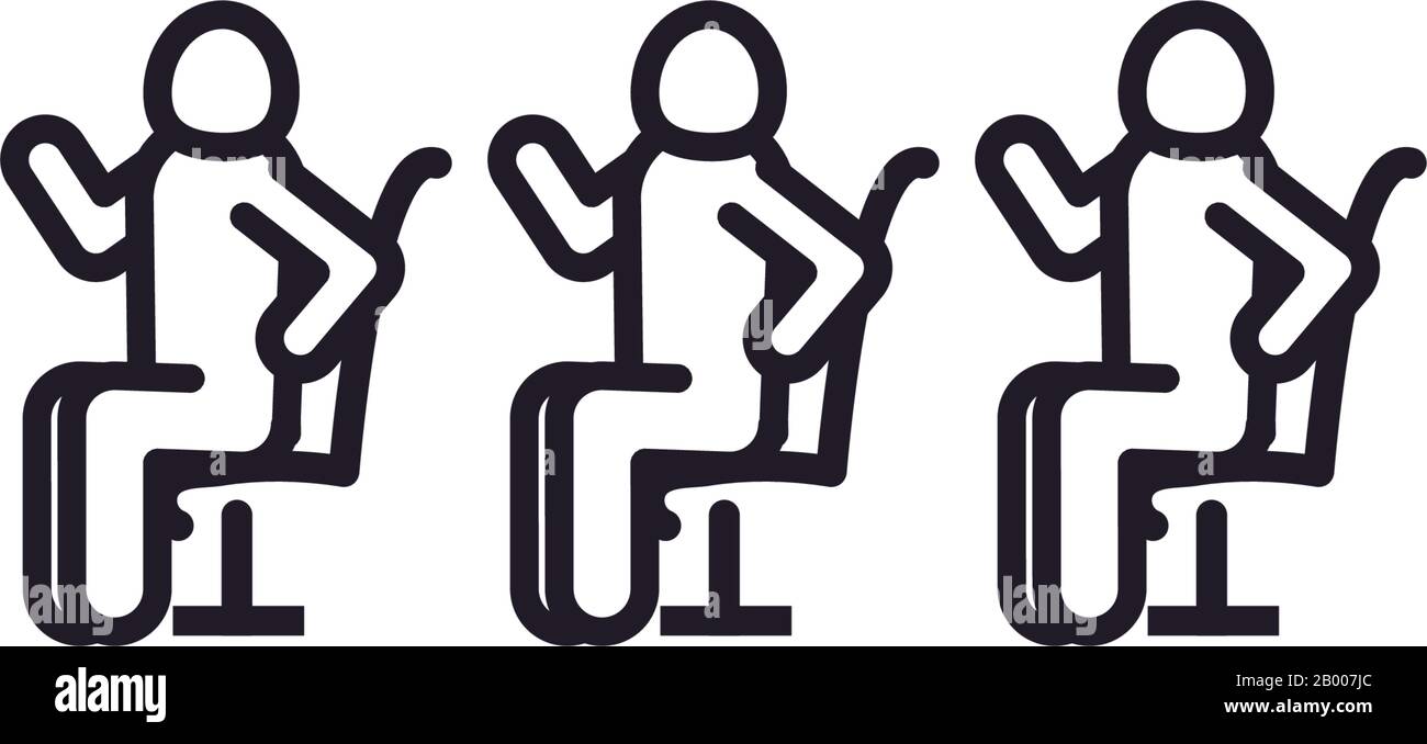 Avatars seated line style icon design of Person profile social ...