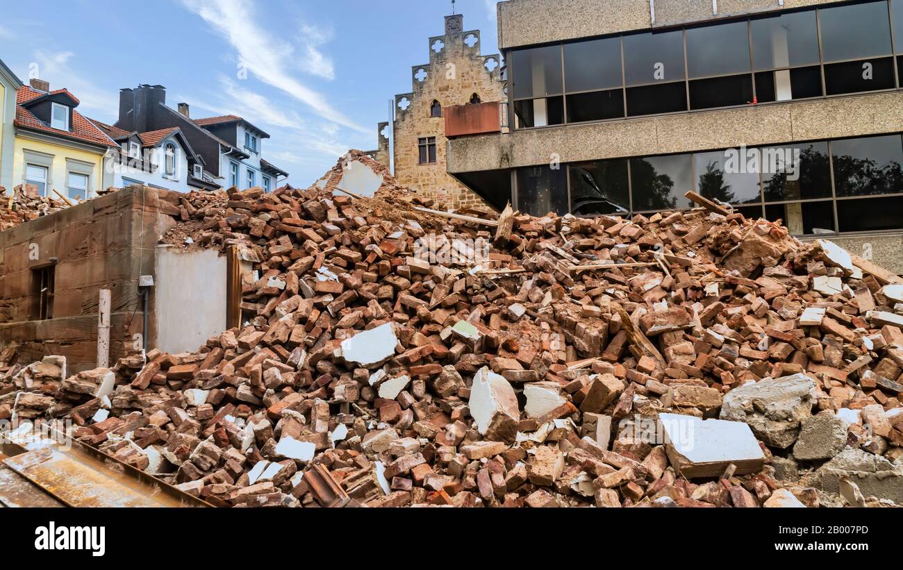Detail from Building rubble of a demolished house Stock Photo - Alamy