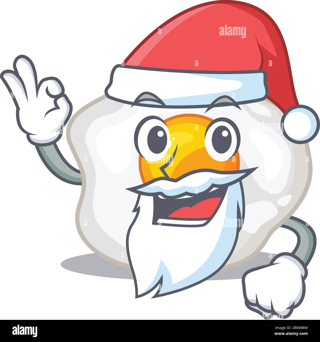 Fried egg in Santa cartoon character style with ok finger Stock Vector ...