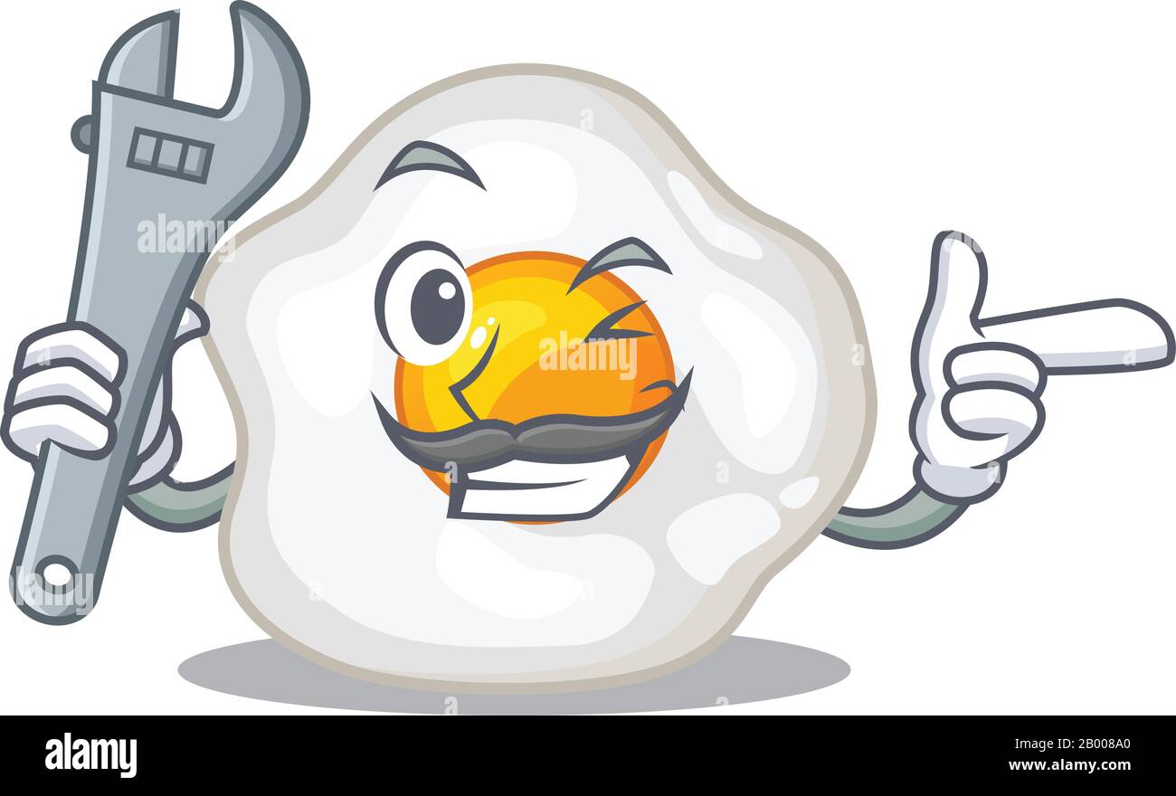 Smart Mechanic fried egg cartoon character design Stock Vector Image ...