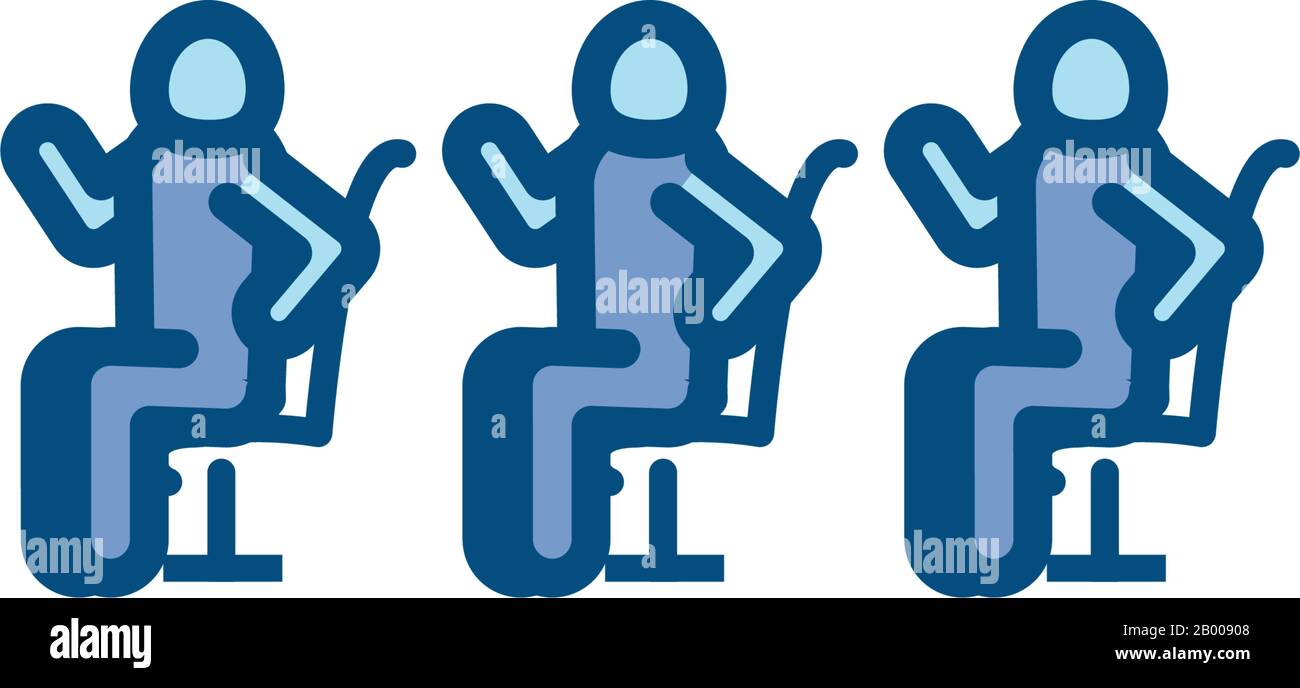 Avatars seated line and fill style icon design of Person profile social ...