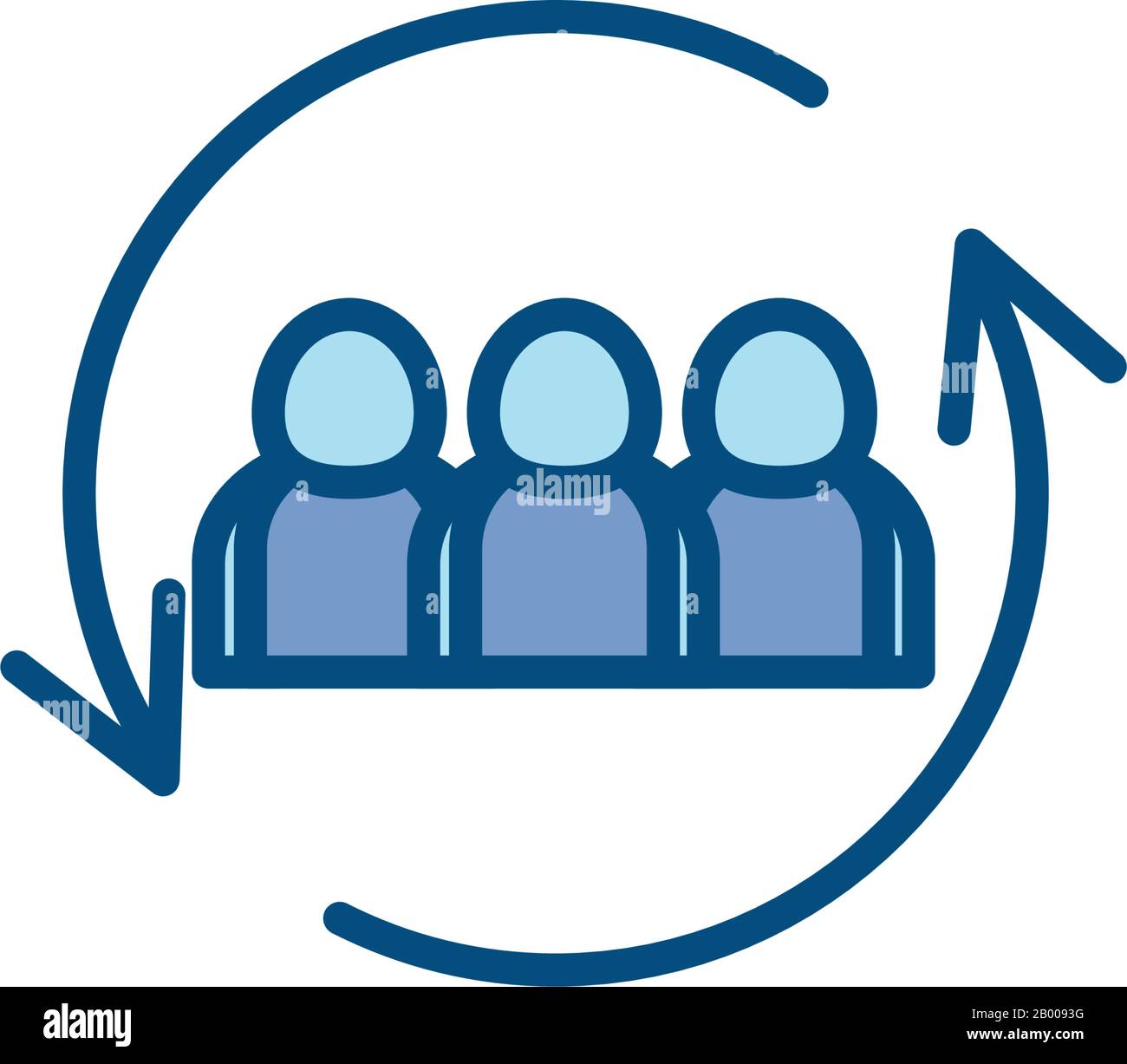 Avatars and repeat arrows line and fill style icon design of Person ...