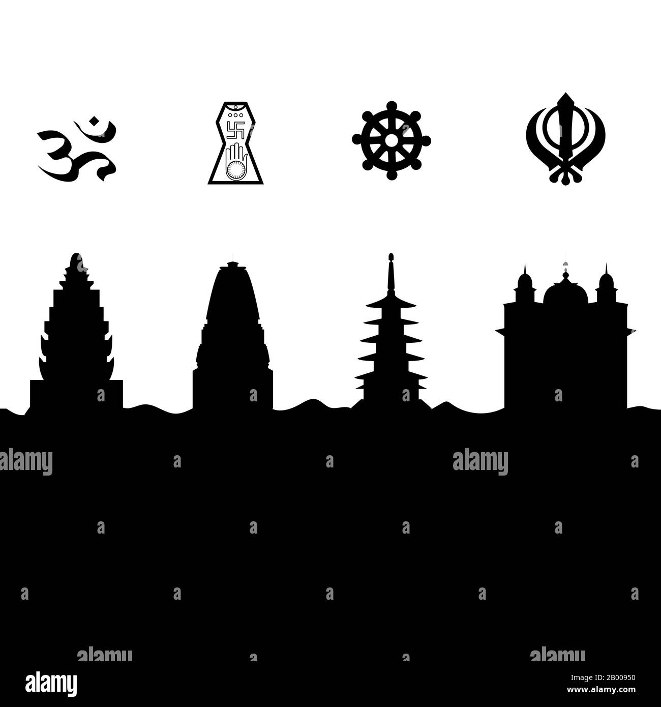 Silhouette Hindu Temple Stock Vector Images - Alamy