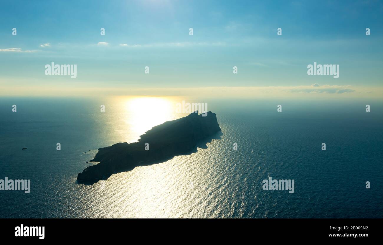 Aerial photo, Sa Dragonera, Dragon Island, Andratx, Europe, Balearic ...