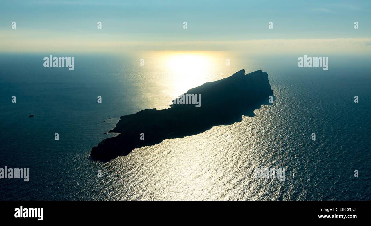 Aerial photo, Sa Dragonera, Dragon Island, Andratx, Europe, Balearic ...