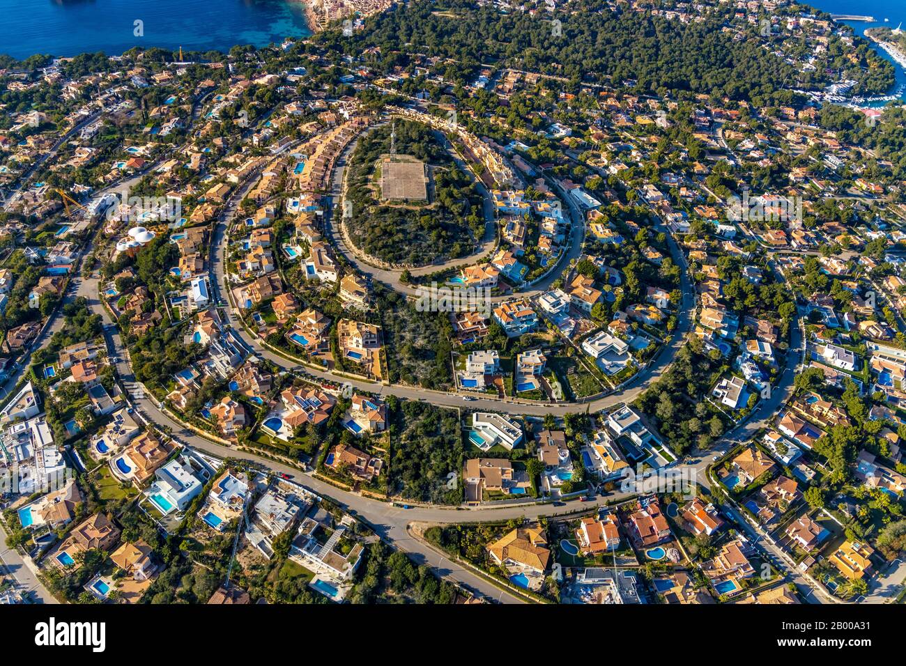 Aerial view, local view Santa Ponsa on a hill, Santa Ponsa, Calvià ...