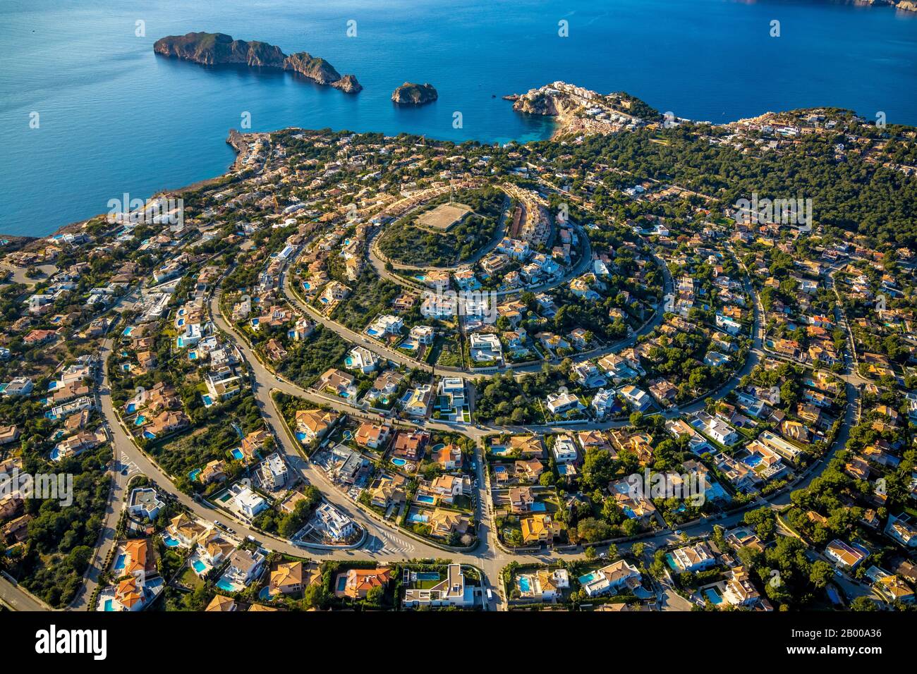 Aerial view, Village view Santa Ponsa on a hill, Santa Ponsa, Calvià ...