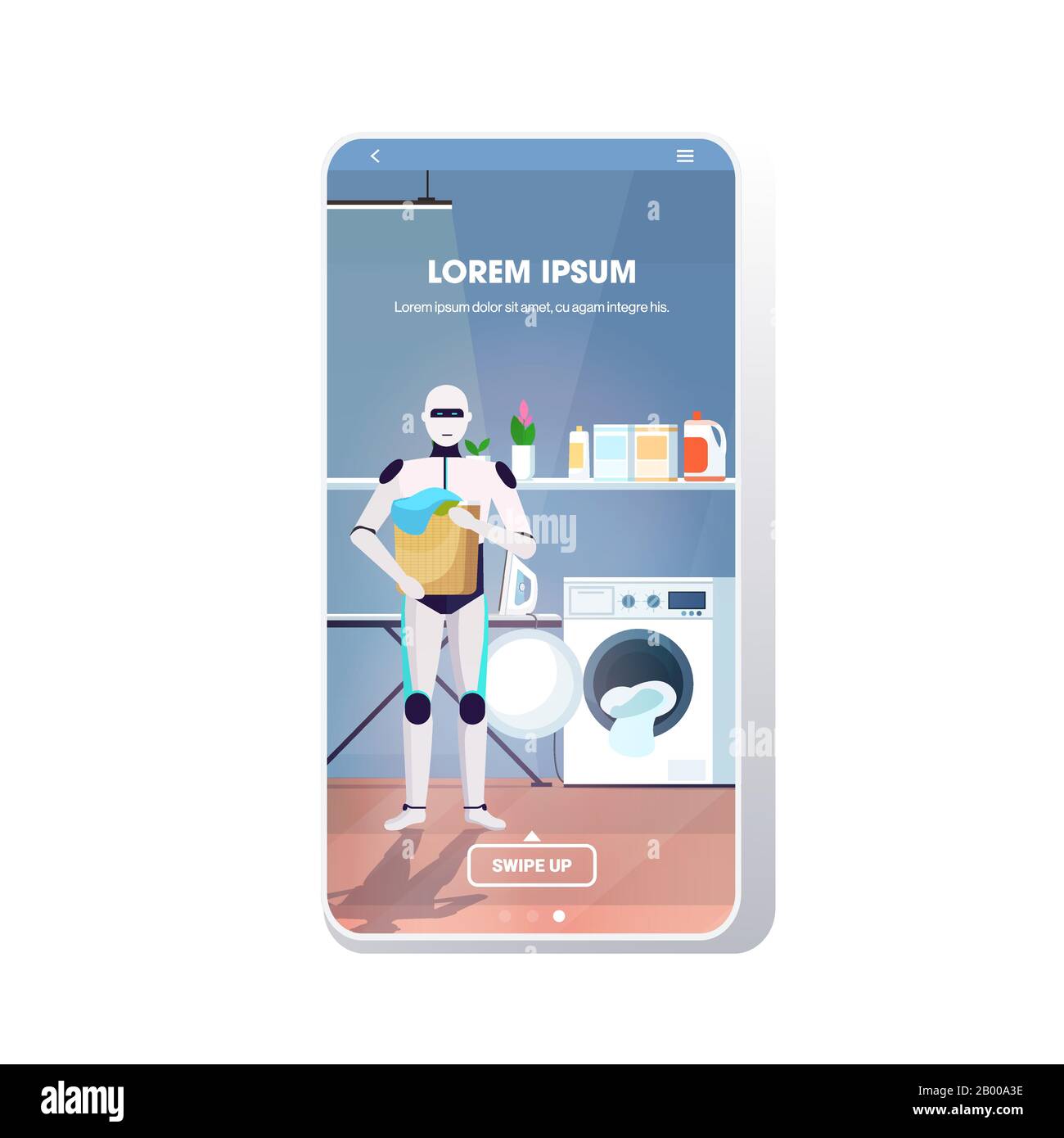 robot holding basket with dirty clothes artificial intelligence ...