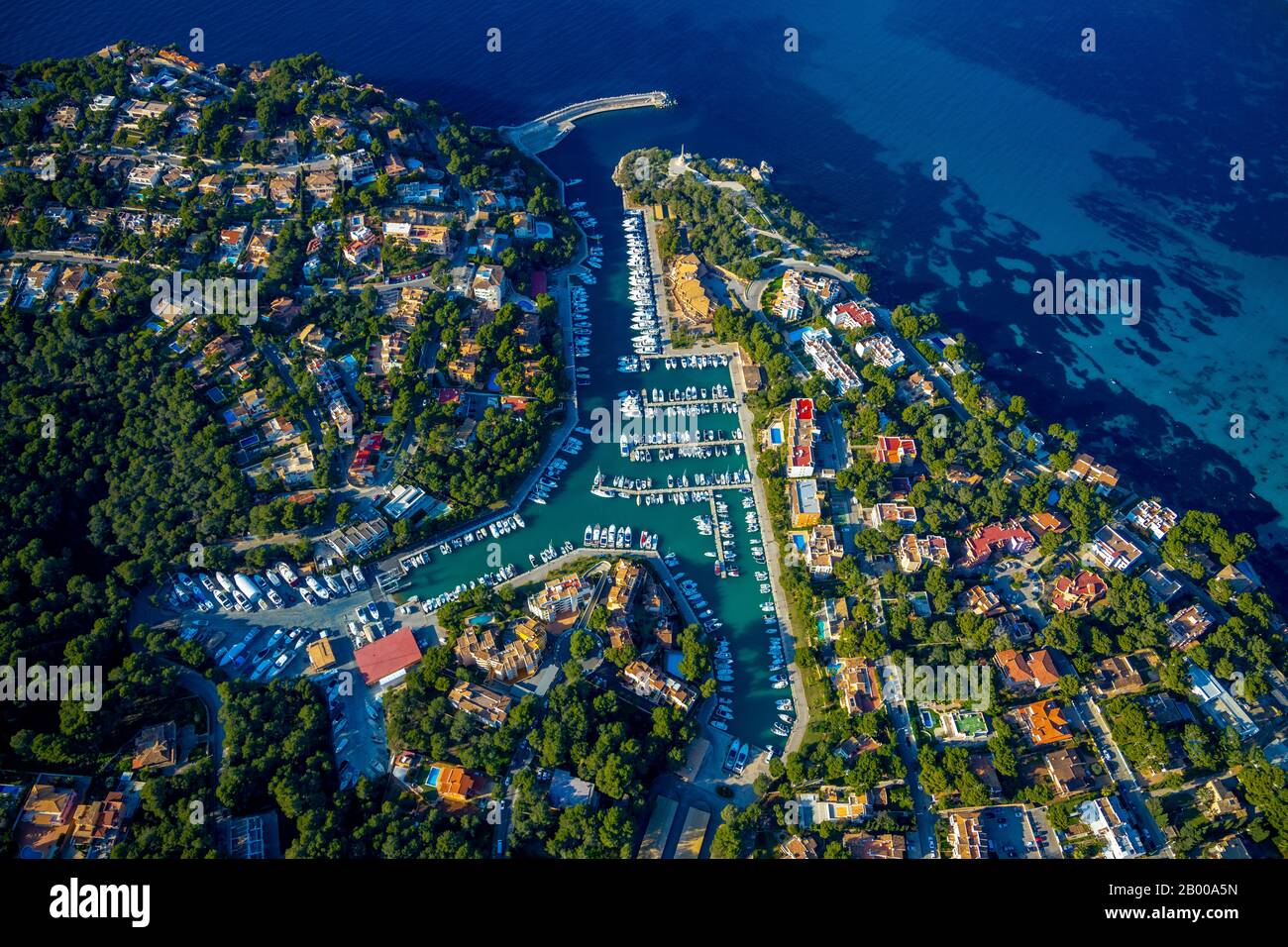 Aerial view, Port of Santa Ponsa, Santa Ponsa, Calvià, Mallorca, Spain ...