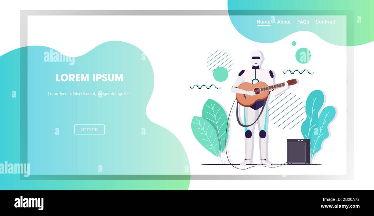robot playing guitar robotic character guitarist artificial ...