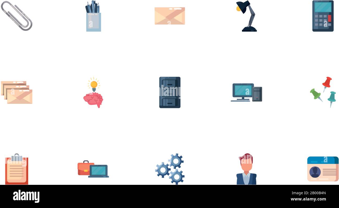 Fill style icon set design, Office business objects workforce corporate ...
