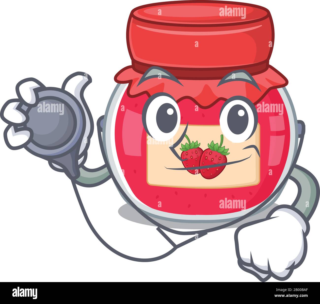 A mascot picture of strawberry jam cartoon as a Doctor with tools Stock ...