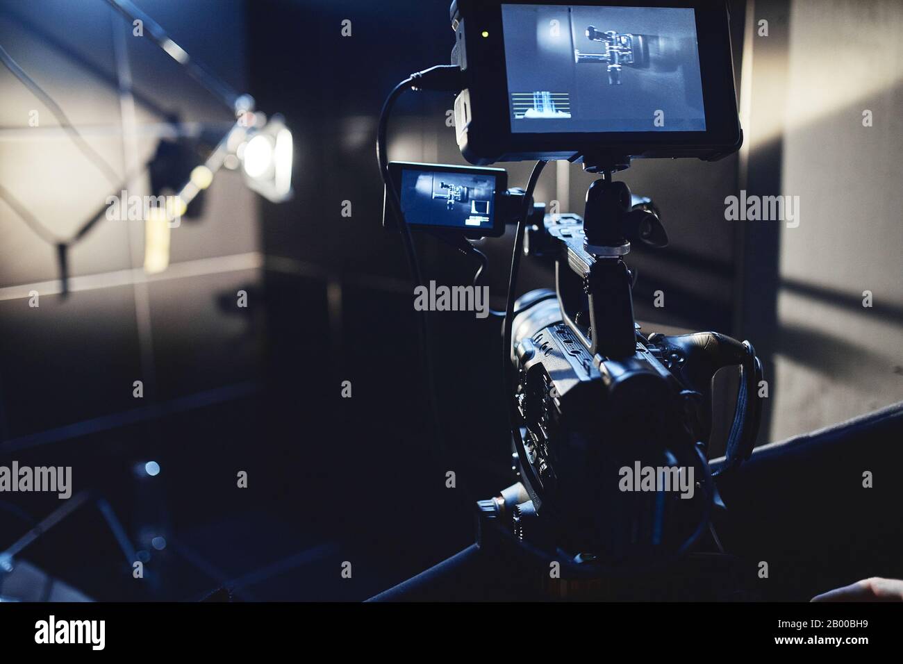 Video production backstage. Behind the scenes of creating video content ...