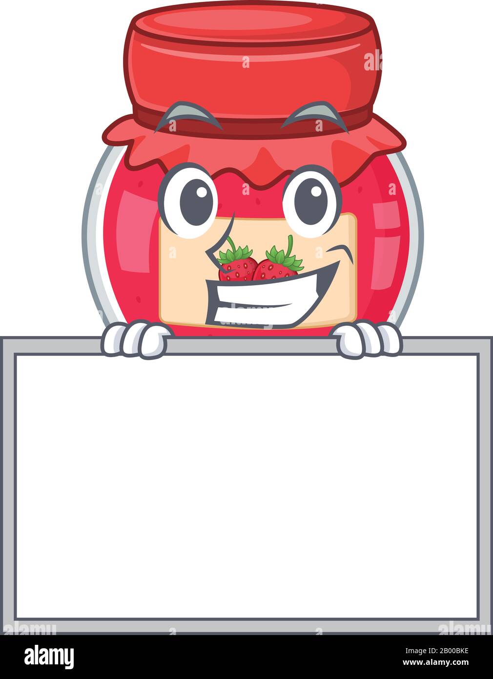Strawberry jam cartoon design concept grinning with board Stock Vector ...