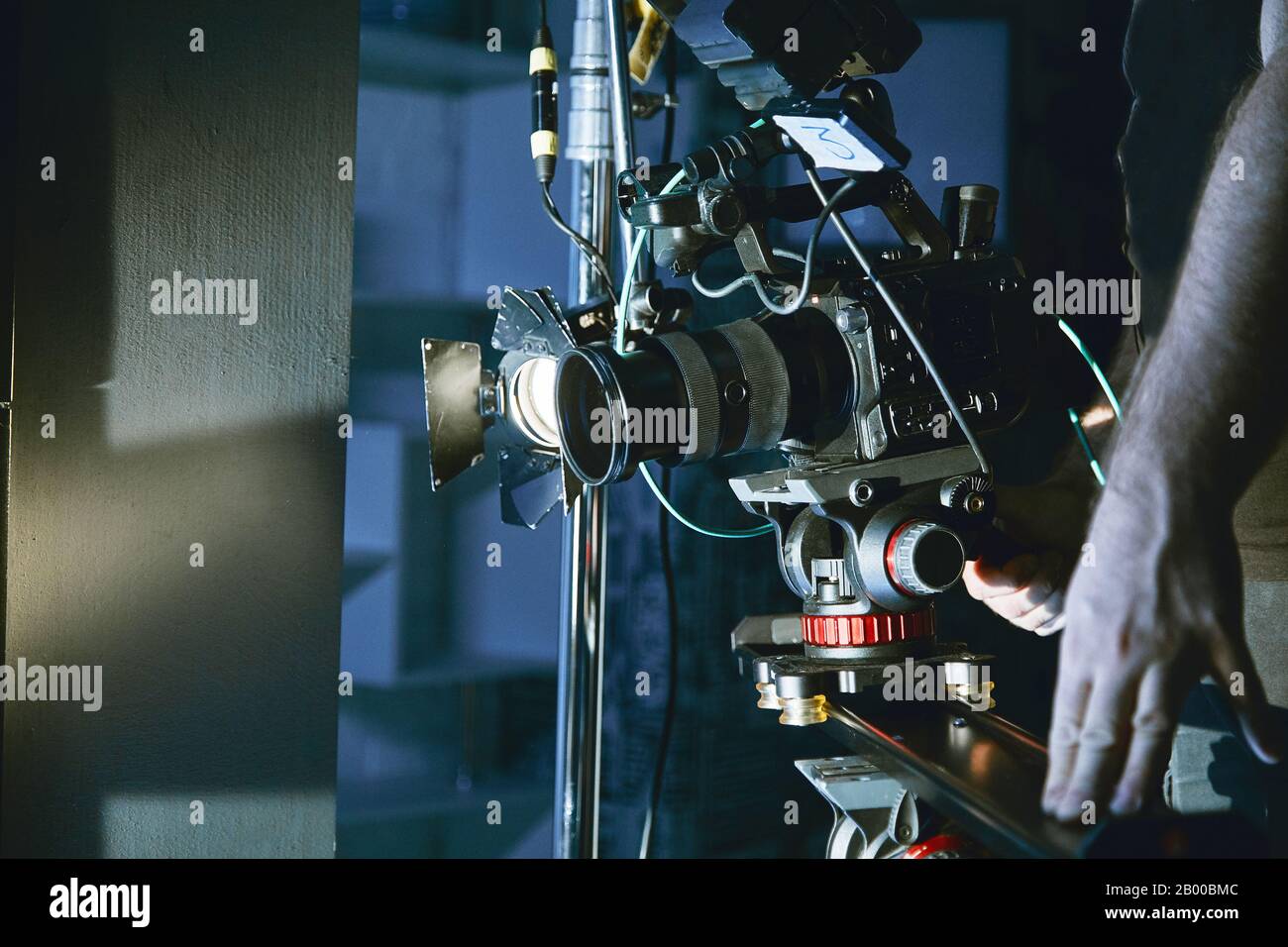 Video production backstage. Behind the scenes of creating video content ...