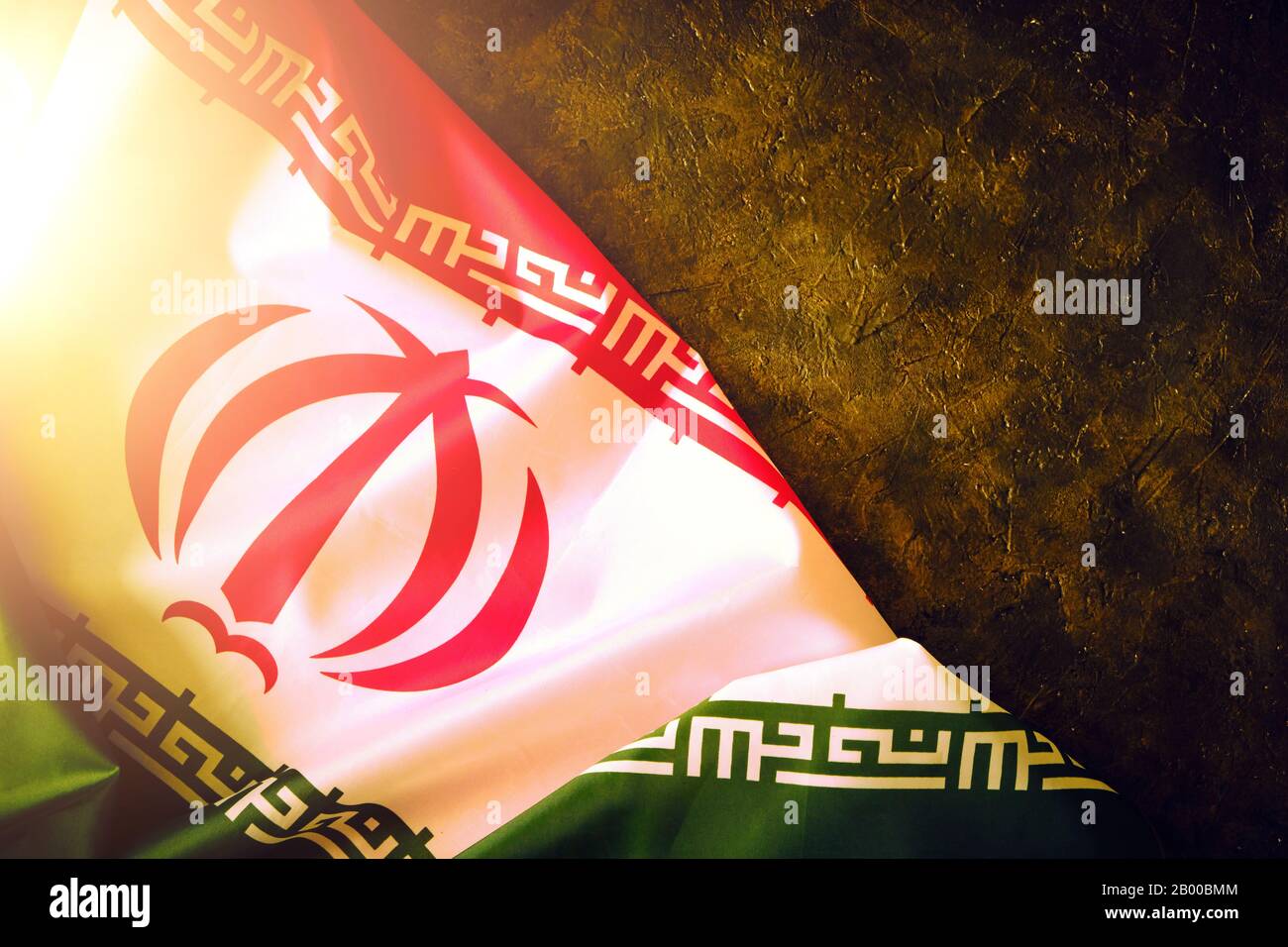 National flag of Iran on a dark background with space for text Stock ...