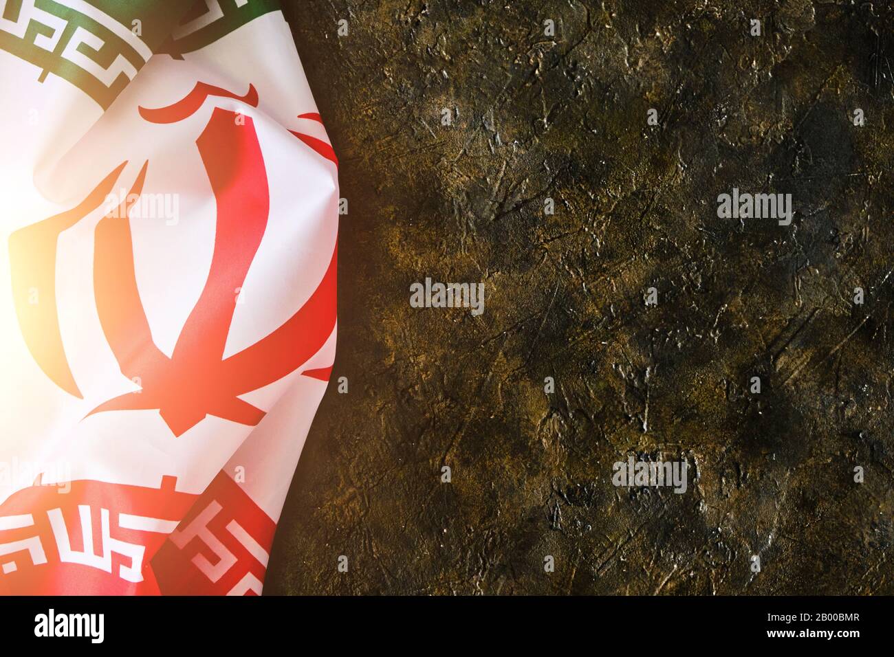 National flag of Iran on a dark background with space for text Stock ...