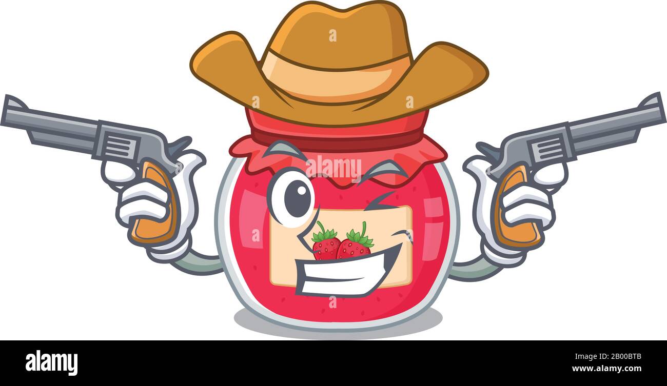 Strawberry jam Cowboy cartoon concept having guns Stock Vector Image ...
