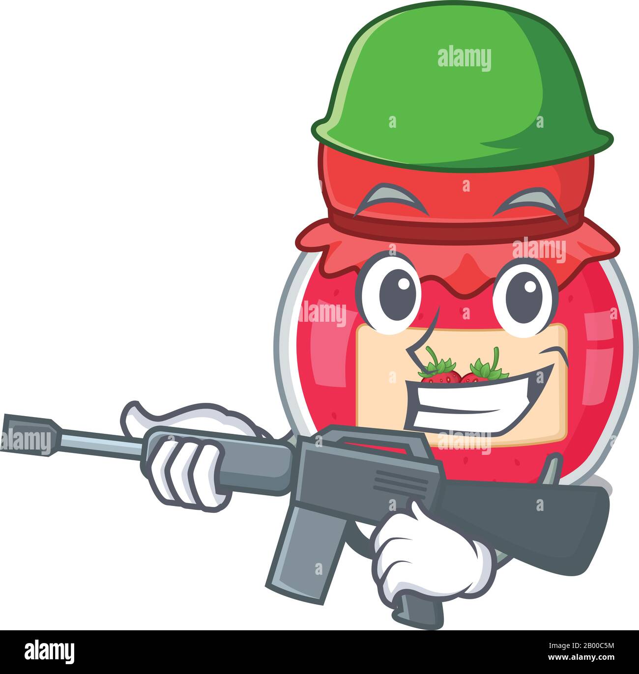 A cute picture of strawberry jam Army with machine gun Stock Vector ...