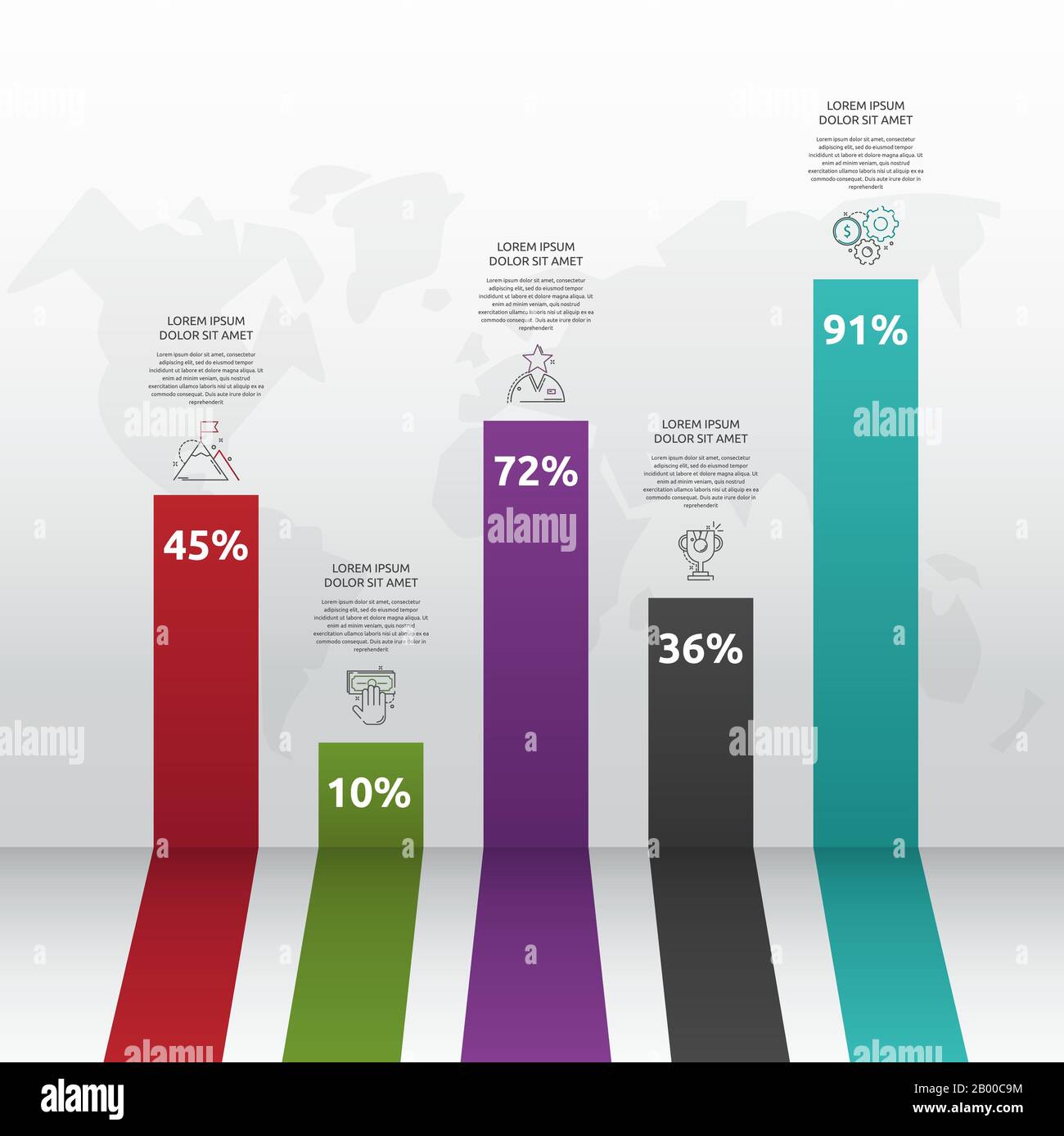 Vector column chart infographics. Business concept with 5 options. Five ...