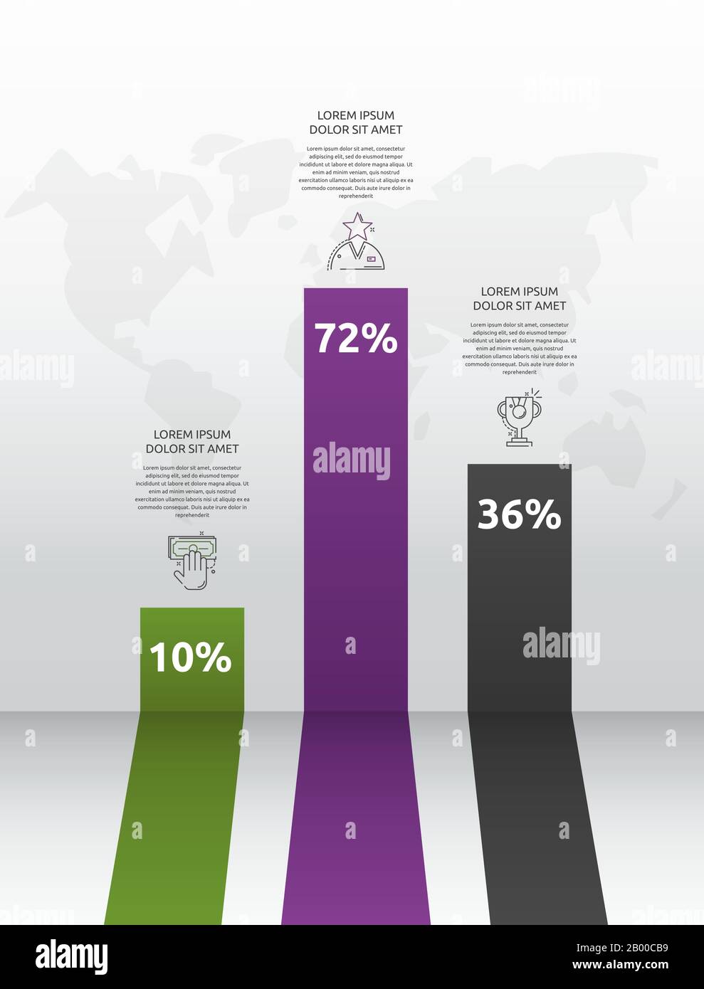 Vector column chart infographics. Business concept with 3 options. Two ...
