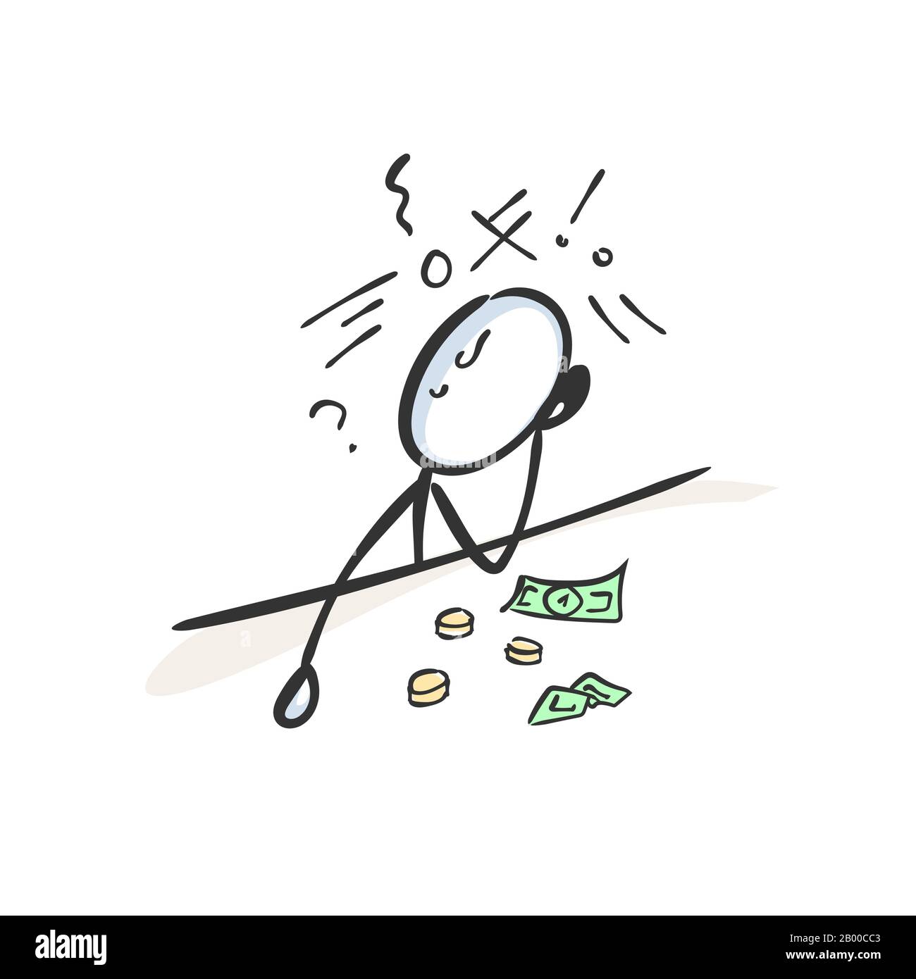 Man counting money. Poor jobless man in confusion. No money. Dept and ...