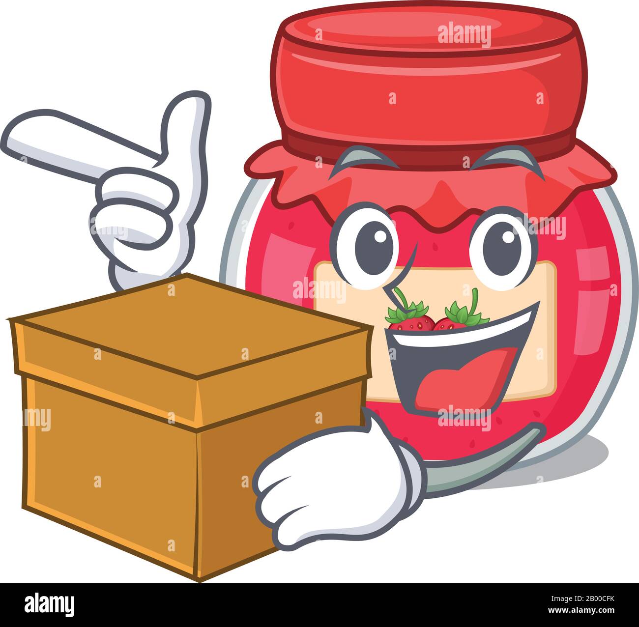 Cute strawberry jam cartoon character having a box Stock Vector Image ...