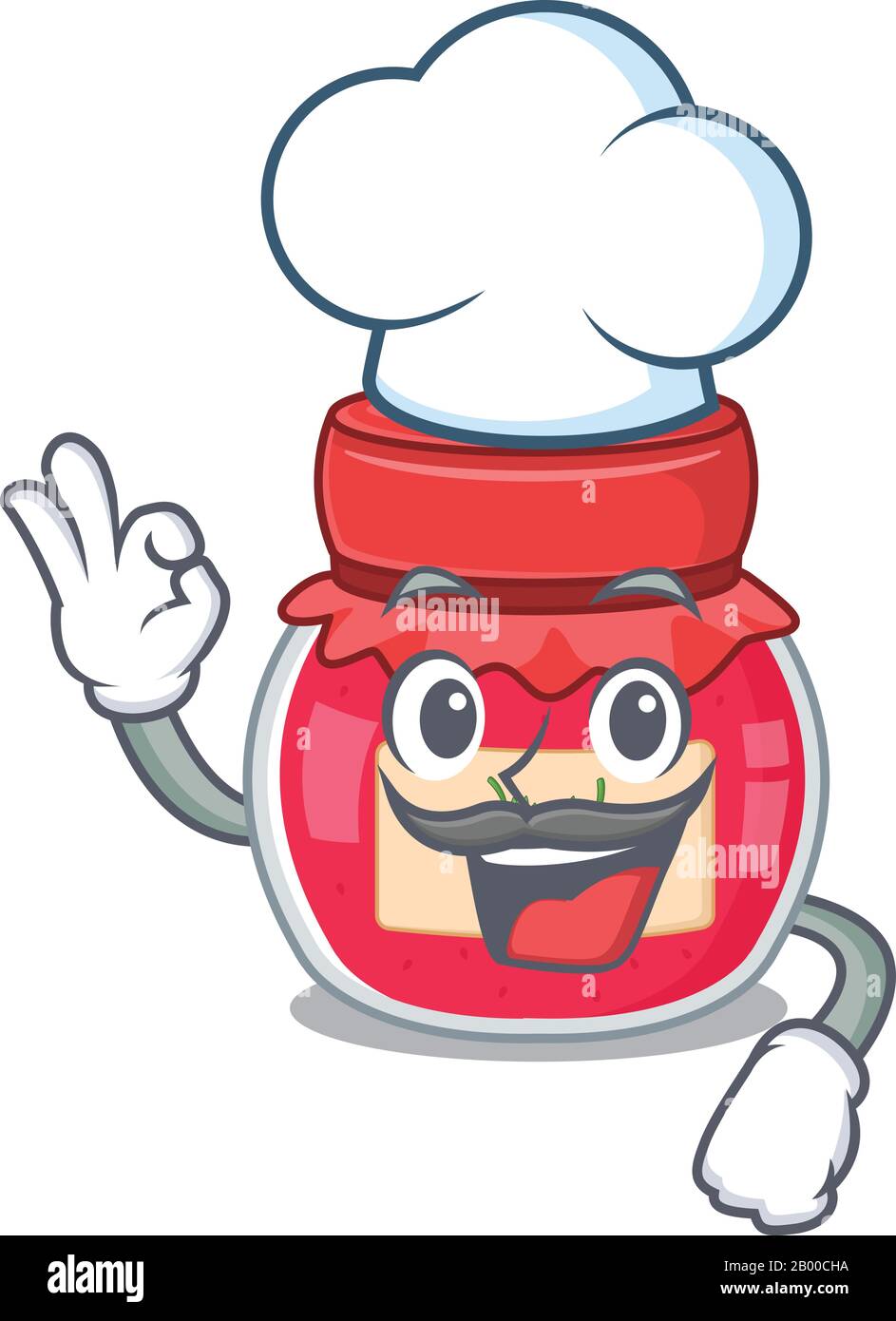Strawberry jam cartoon character working as a chef and wearing white ...