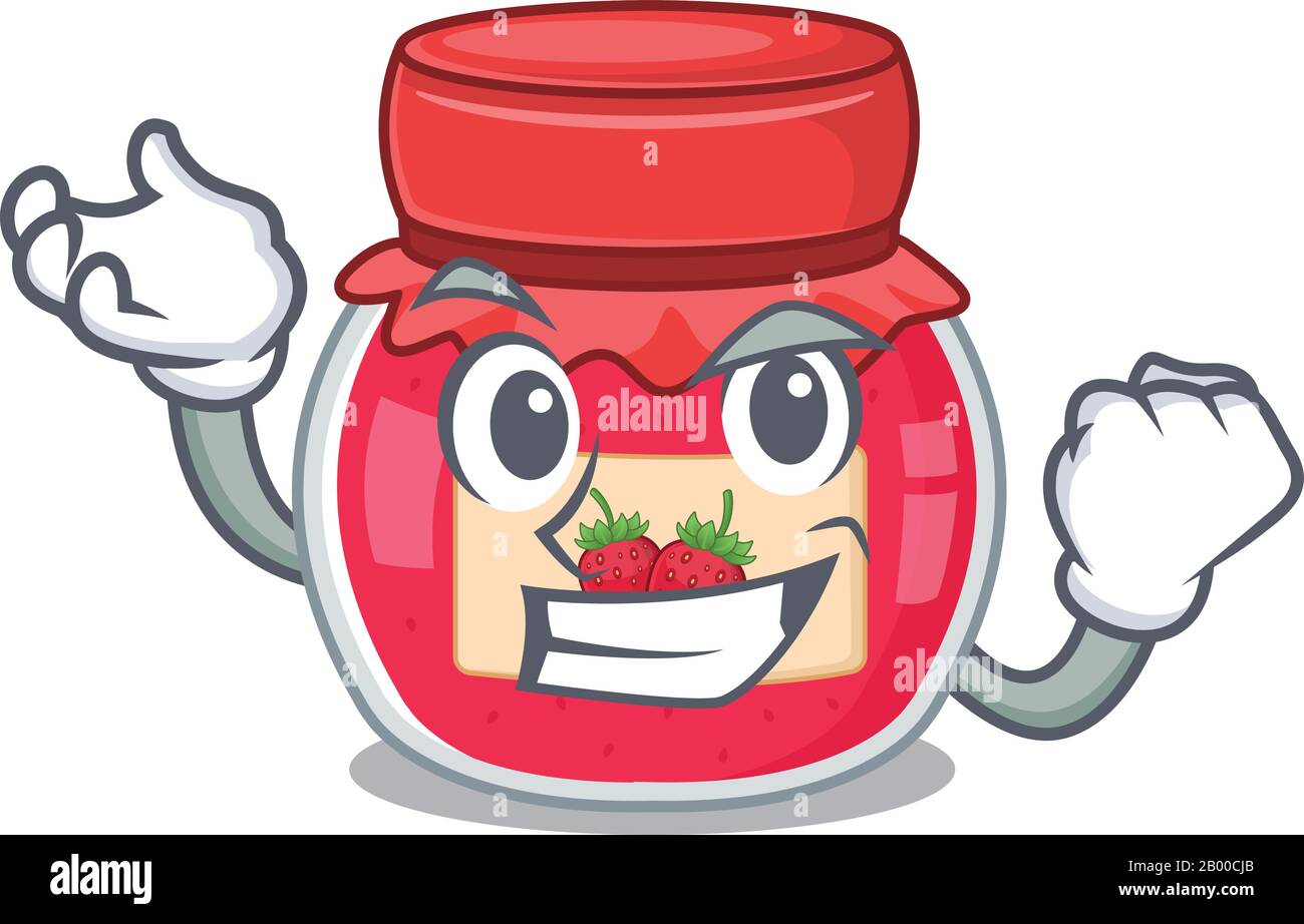 cool confident Successful strawberry jam cartoon character style Stock ...