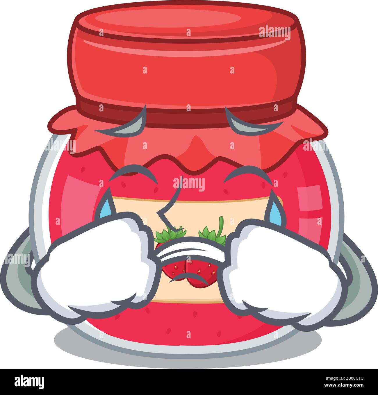 Strawberry jam cartoon character concept with a sad face Stock Vector ...