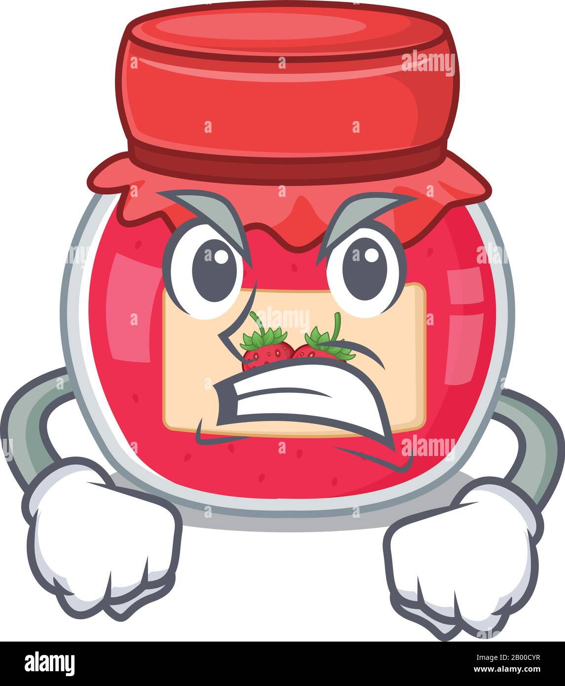 Strawberry jam cartoon character style having angry face Stock Vector ...