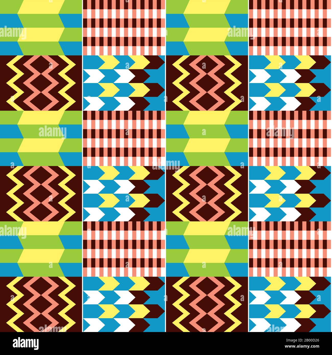 African Kente cloth style vector seamless textile pattern, tribal ...