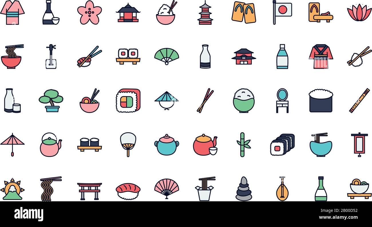 Japanese house line fill icon design, Japan culture asia travel ...