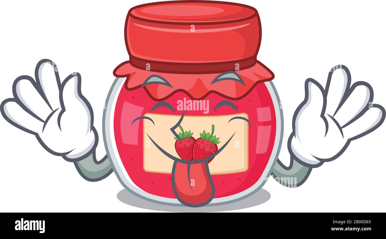 Funny strawberry jam mascot design with Tongue out Stock Vector Image ...