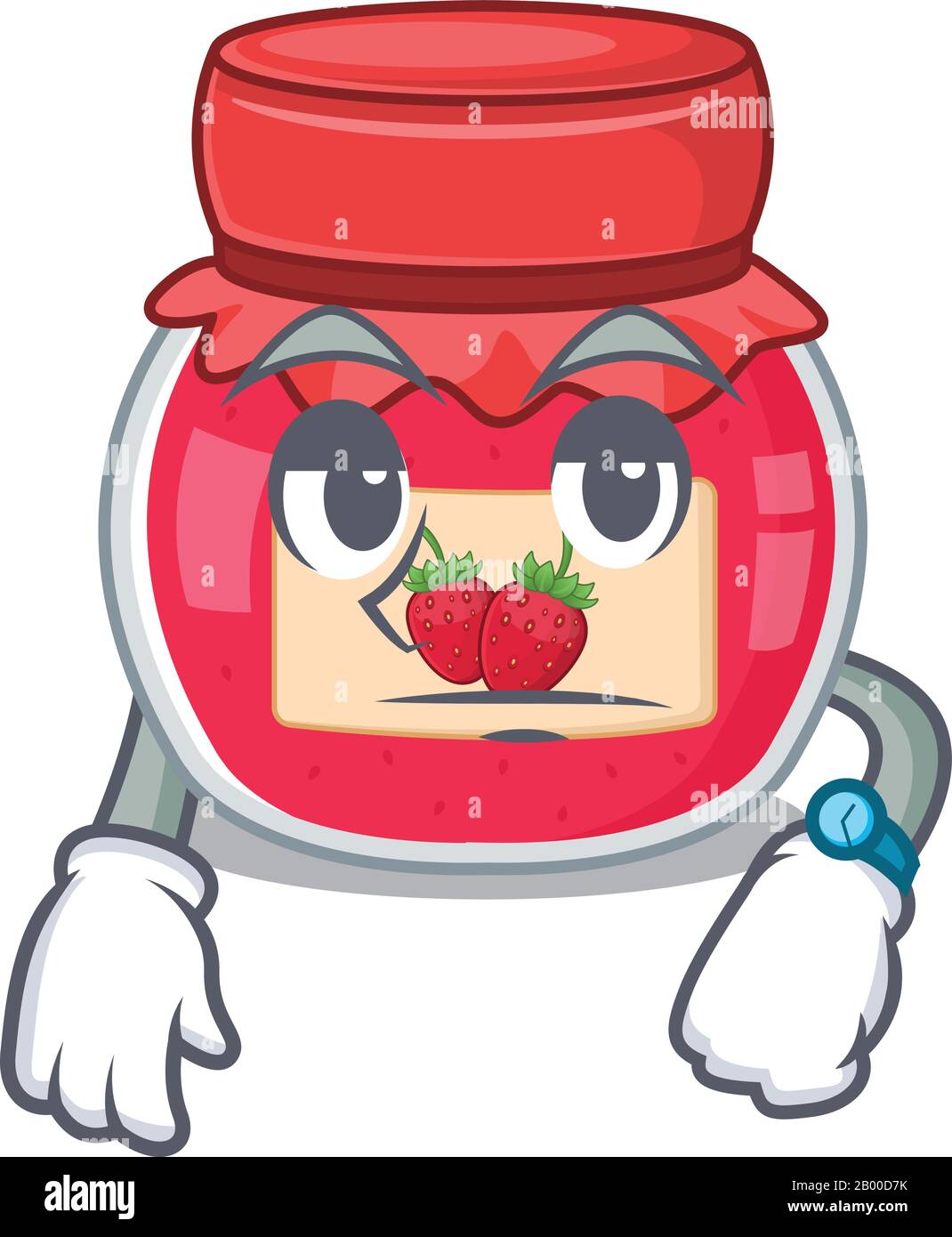 cartoon character design of strawberry jam on a waiting gesture Stock ...