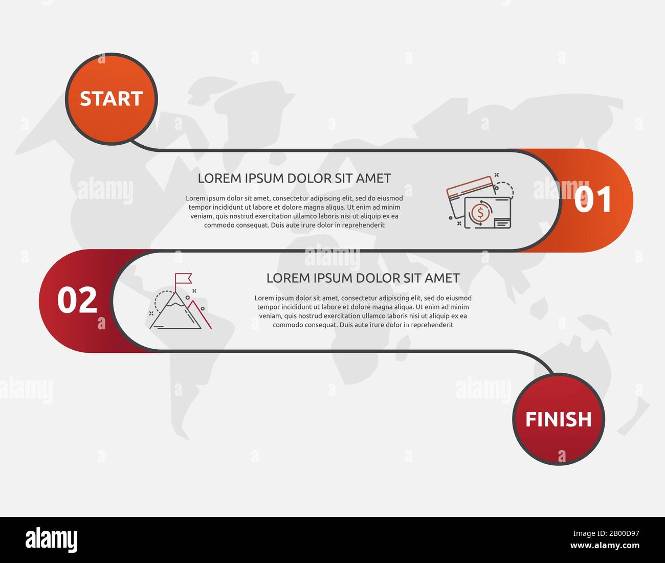 Abstract vector road timeline infographic. Vector illustration with 2 labels. Two steps for ...