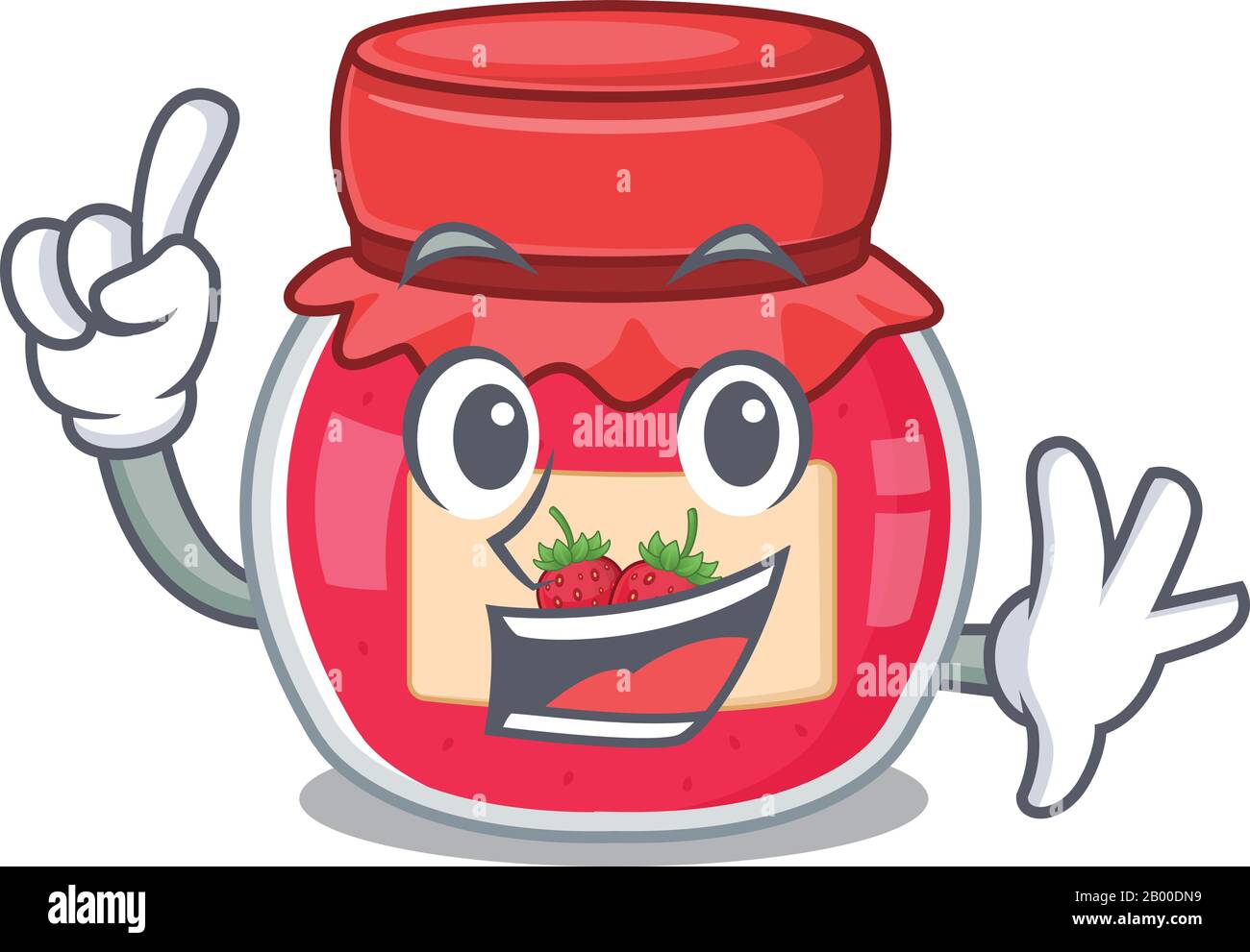 mascot cartoon concept strawberry jam in One Finger gesture Stock ...