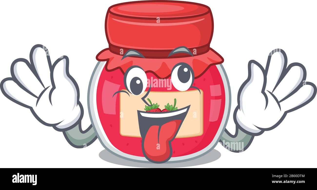 Cute sneaky strawberry jam Cartoon character with a crazy face Stock ...
