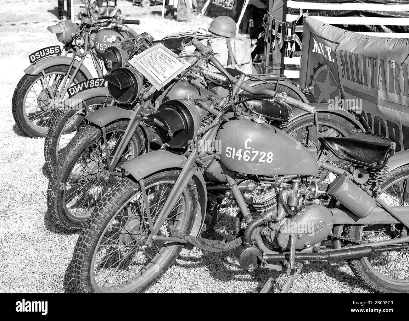 8 Row of 1940's military motorcycles on display at the annual forties ...