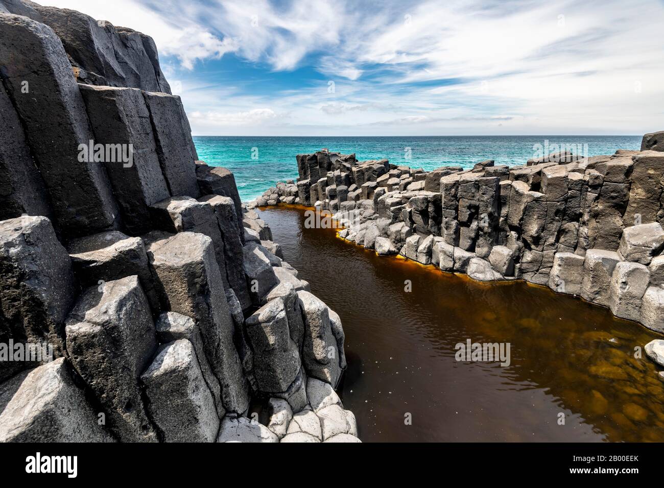 Coastal basalt cliffs, basalt columns, Blackhead, Dunedin, Otago, South ...