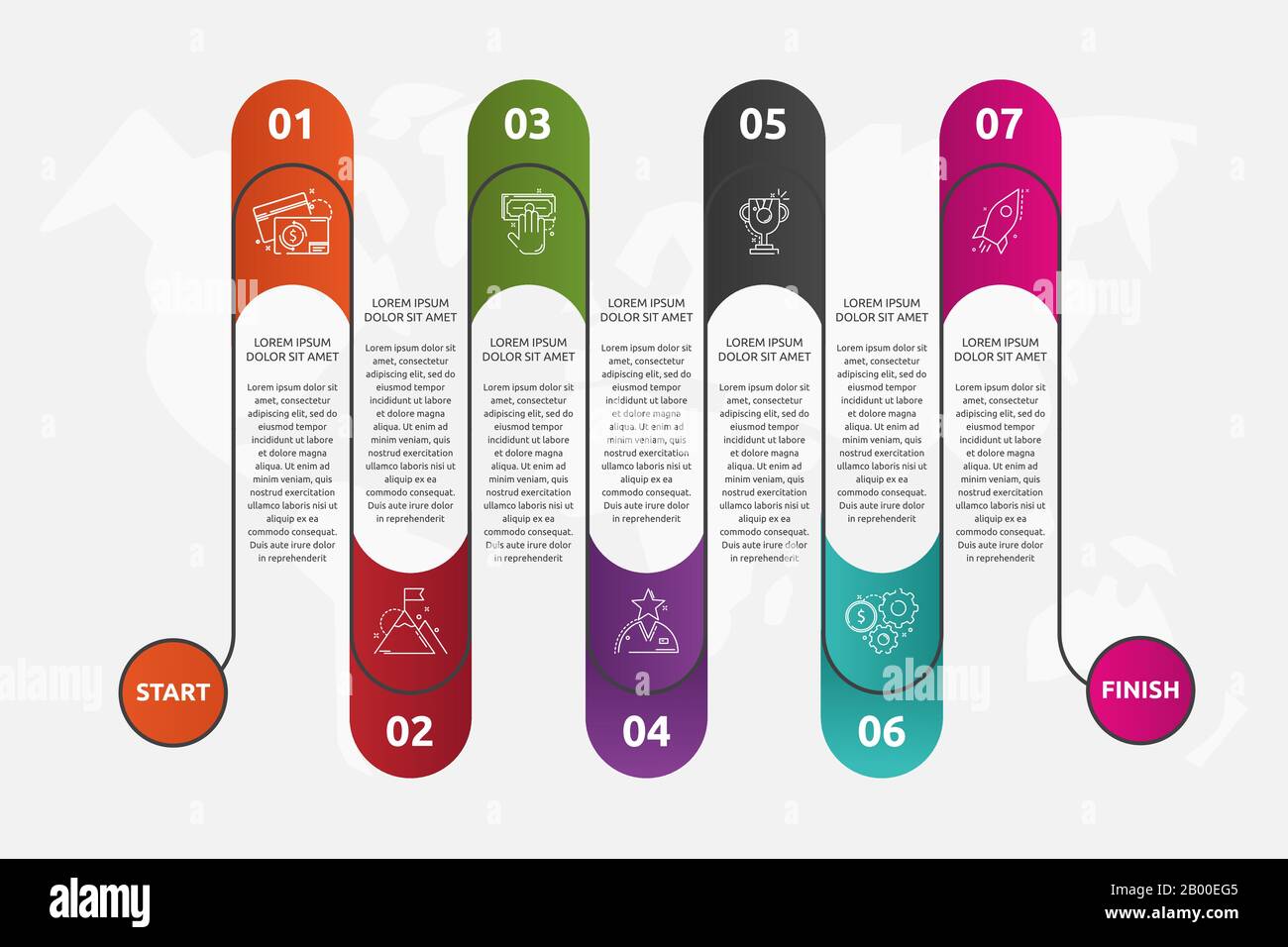 Abstract vector road timeline infographic. Vector illustration with 7 ...