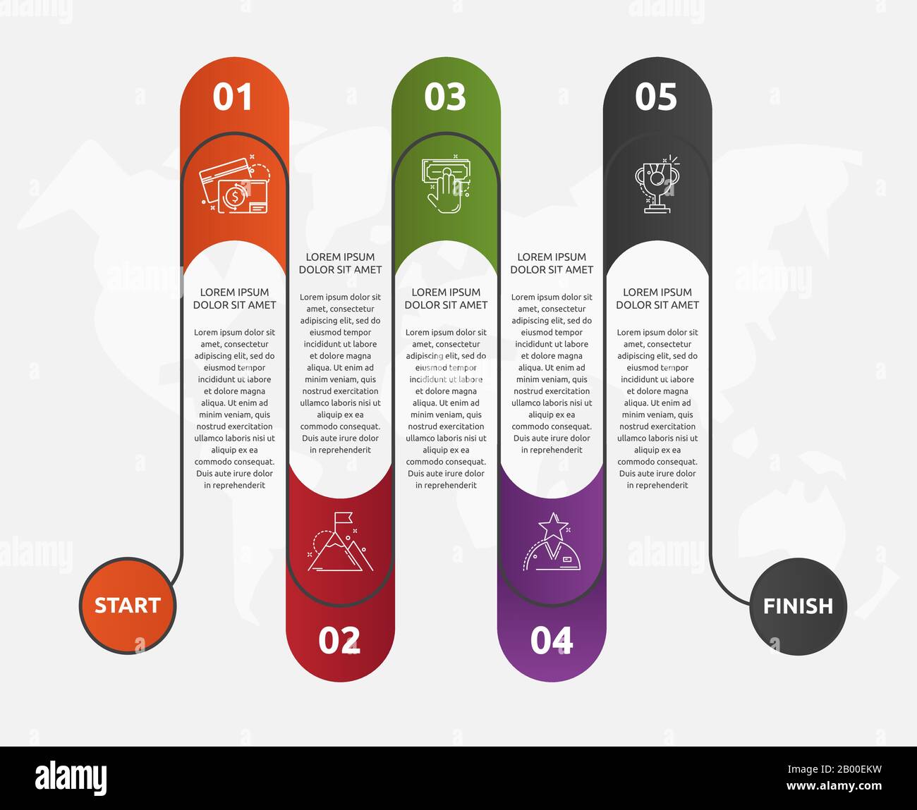 Abstract vector road timeline infographic. Vector illustration with 5 ...