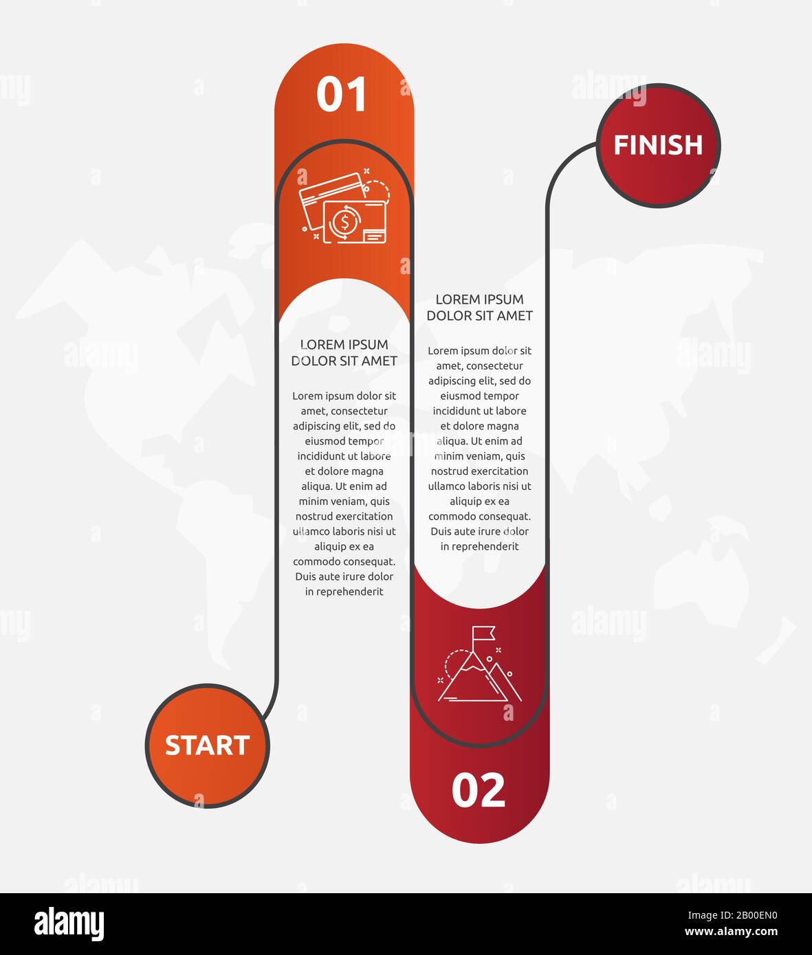 Abstract vector road timeline infographic. Vector illustration with 2 ...