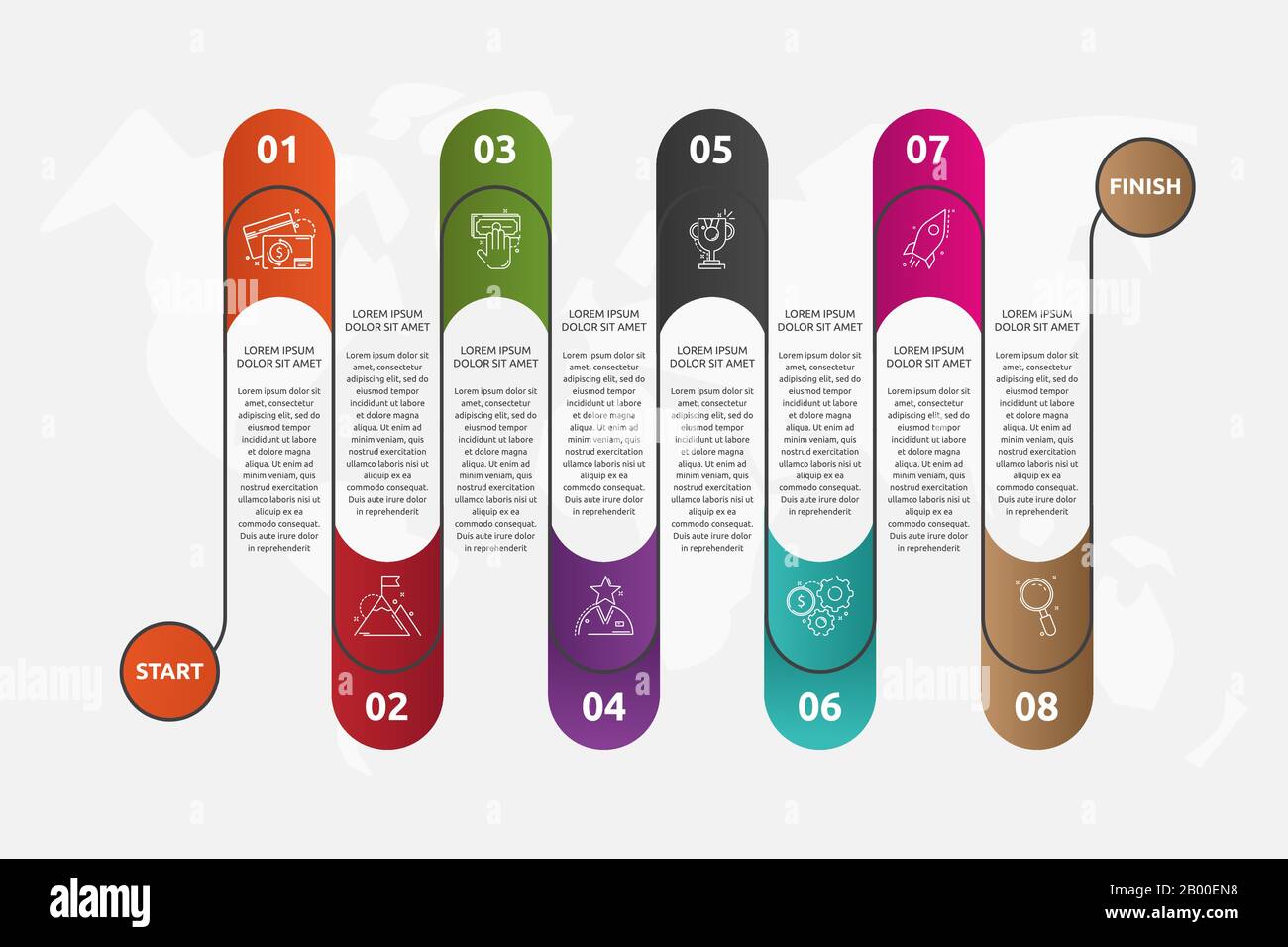 Abstract vector road timeline infographic. Vector illustration with 8 ...