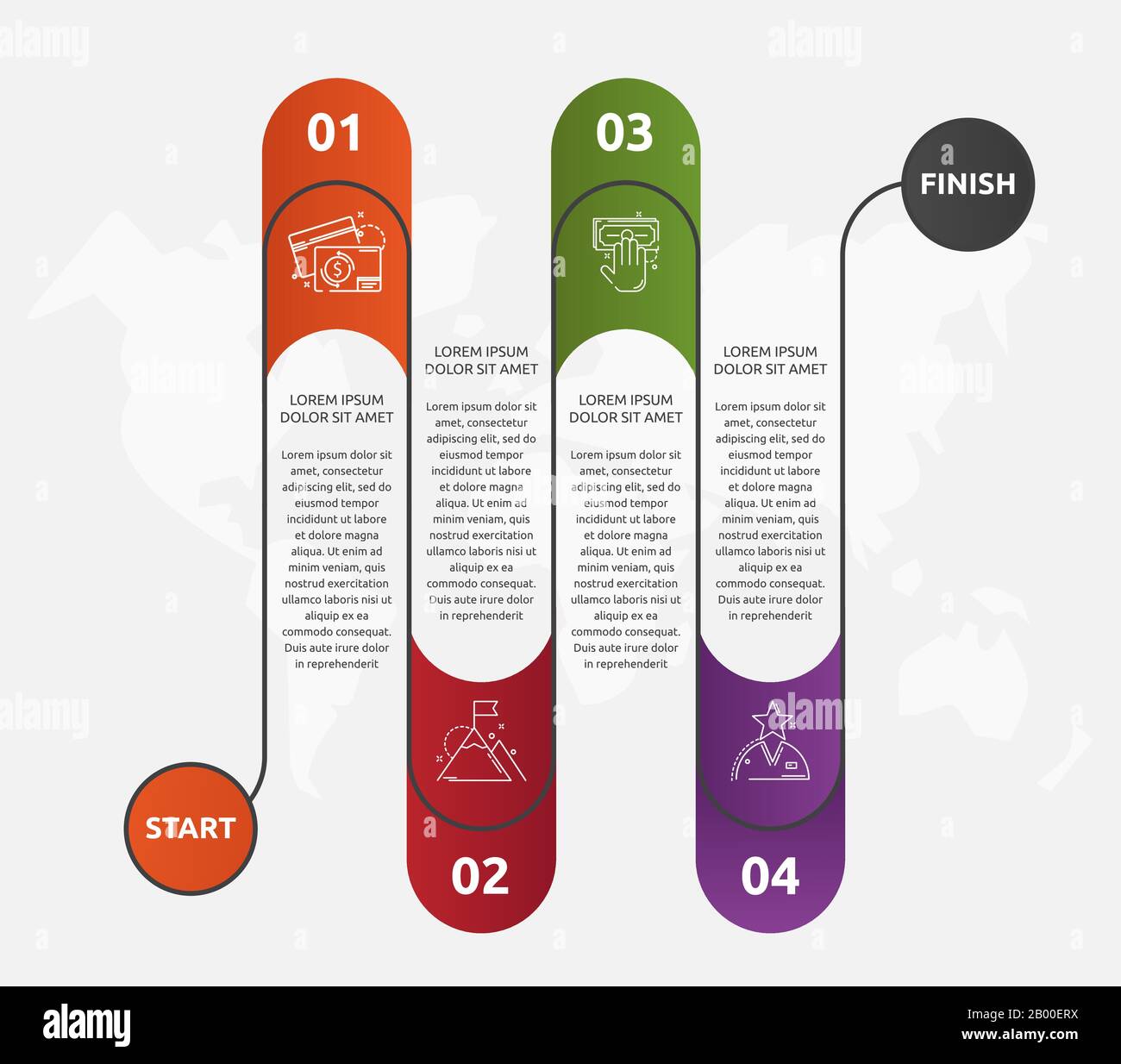 Abstract vector road timeline infographic. Vector illustration with 4 ...