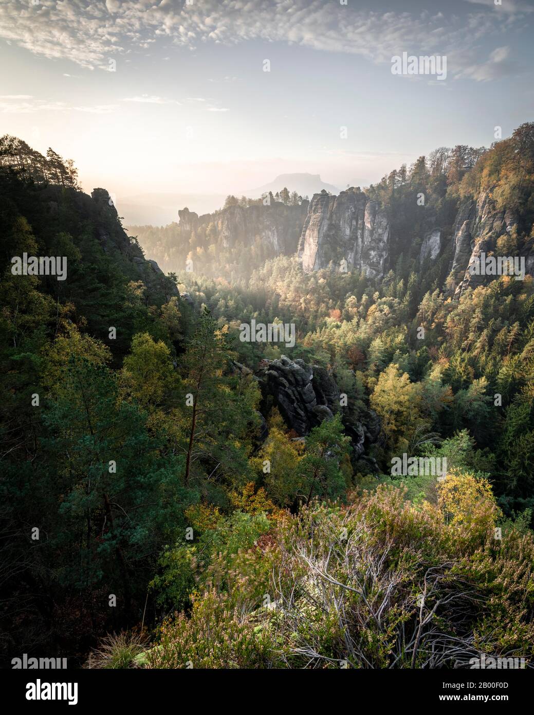Bastei view, Elbe Sandstone Mountains, Saxon Switzerland, Germany Stock ...