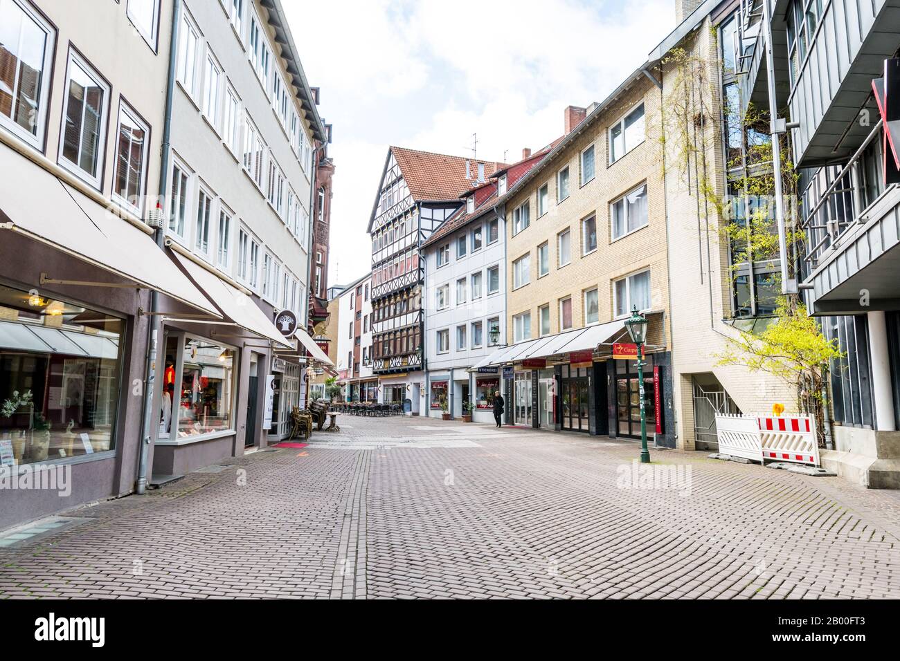 Street view with modern buildings in the downtown of Hannover, Germany ...